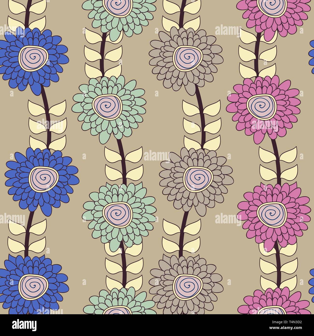 Seamless vector texture with drawing flowers Stock Vector Image & Art ...
