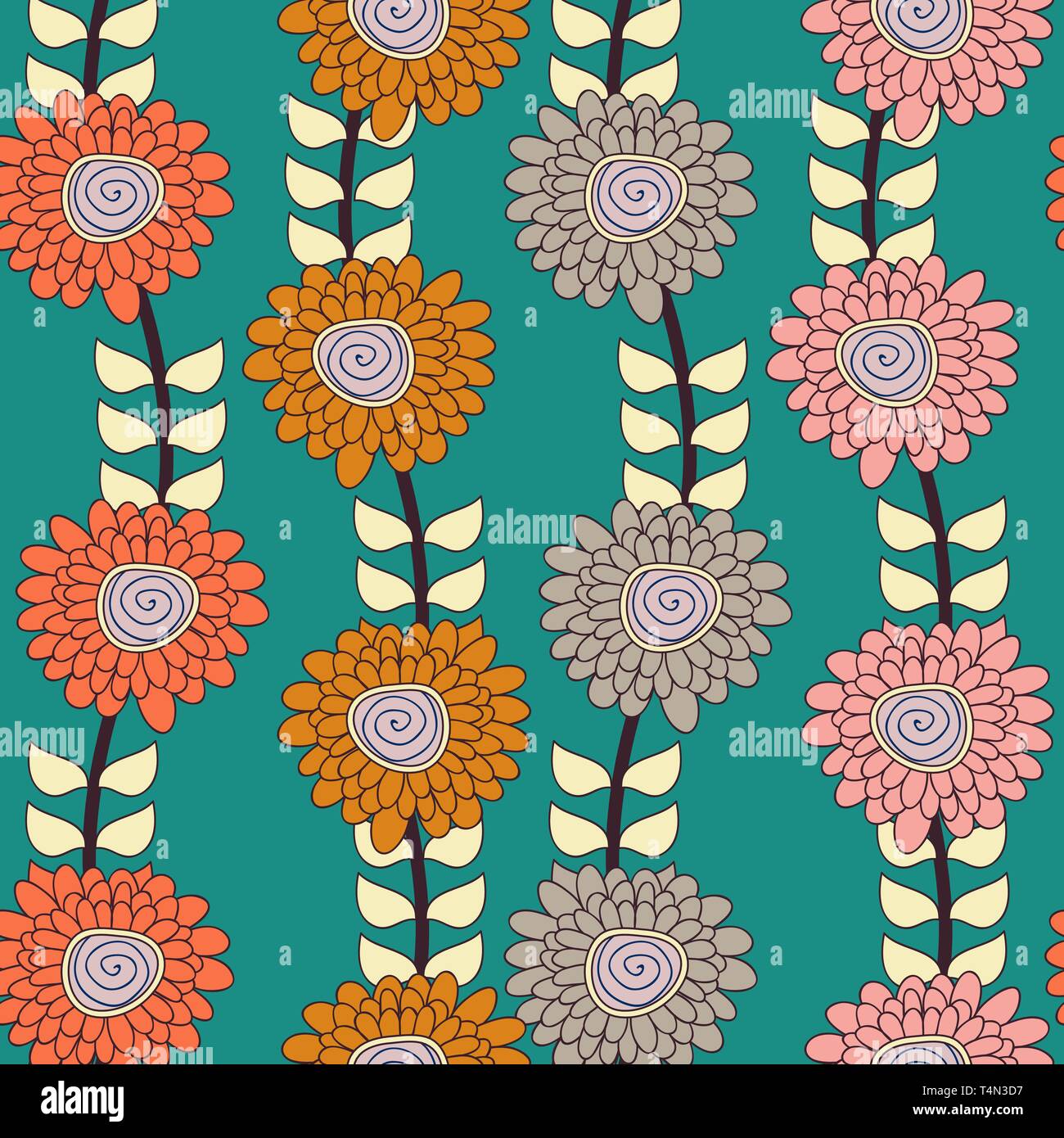 Seamless vector texture with drawing flowers Stock Vector Image & Art ...