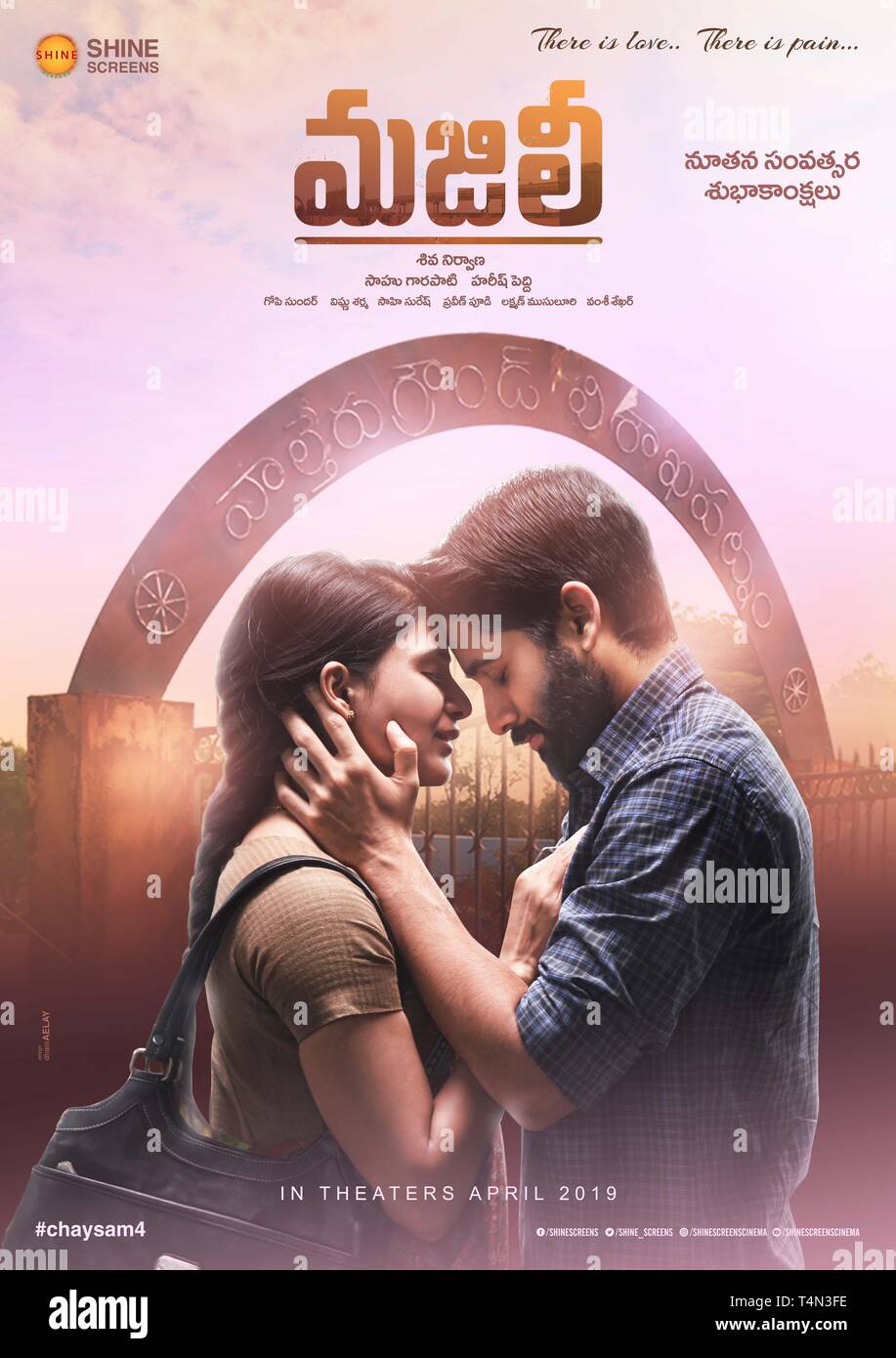 MAJILI, Indian poster in Telugu and English, from left: Samantha Ruth ...
