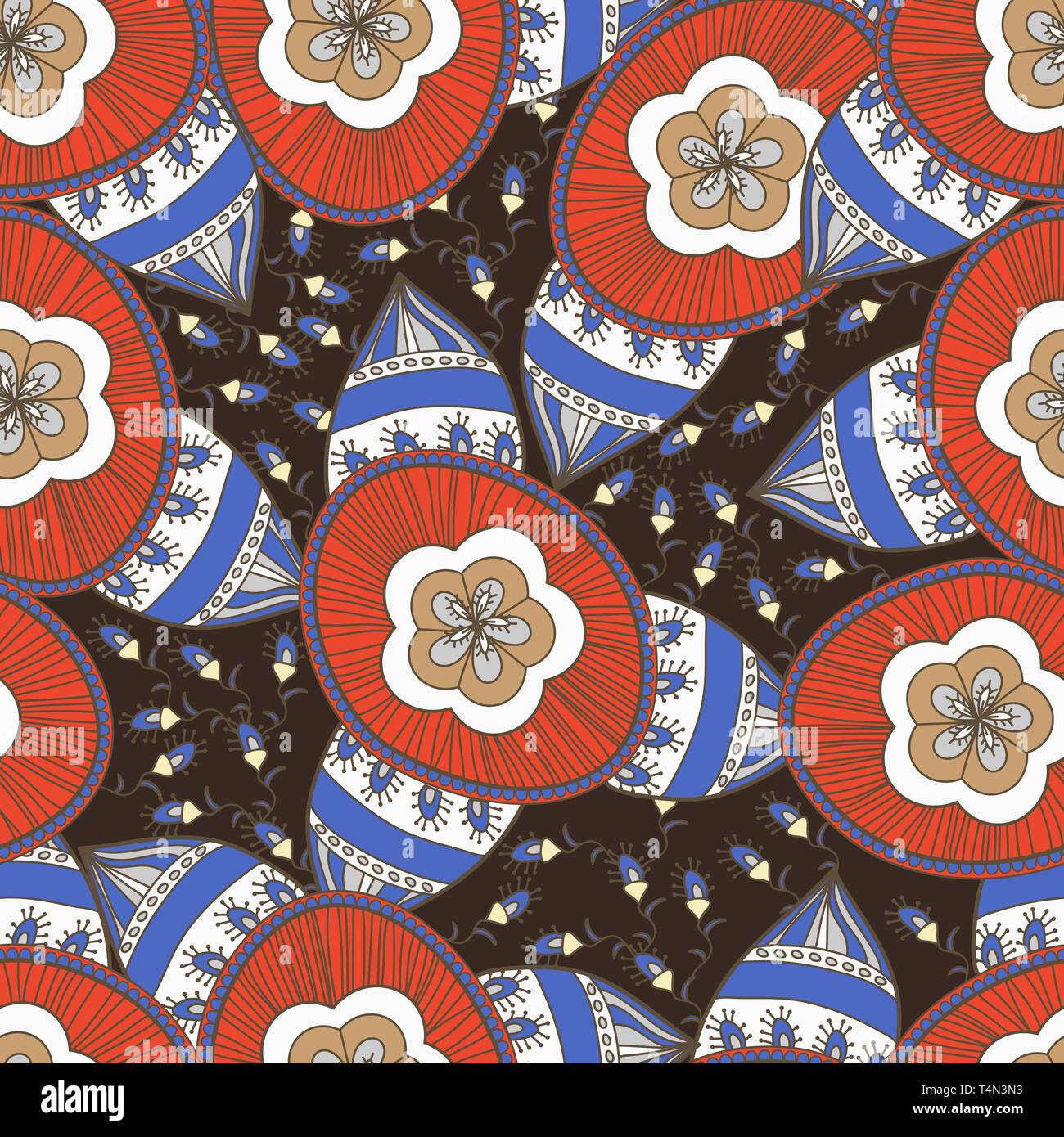 Seamless vector texture with drawing tribal flowers Stock Vector Image ...