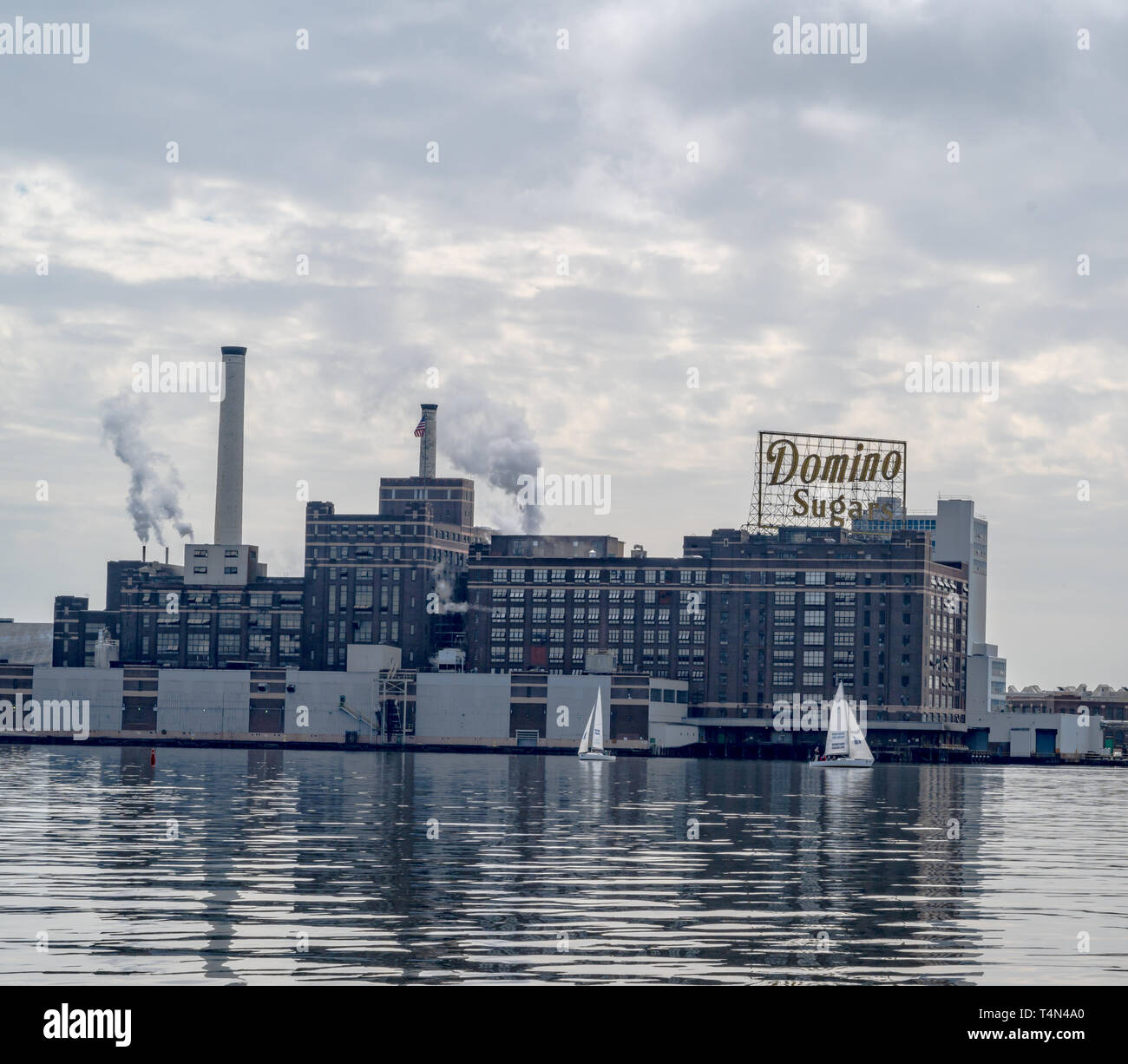 Baltimore, MD, USA --April 13, 2019-- Photo of a Domino Sugar plant ...