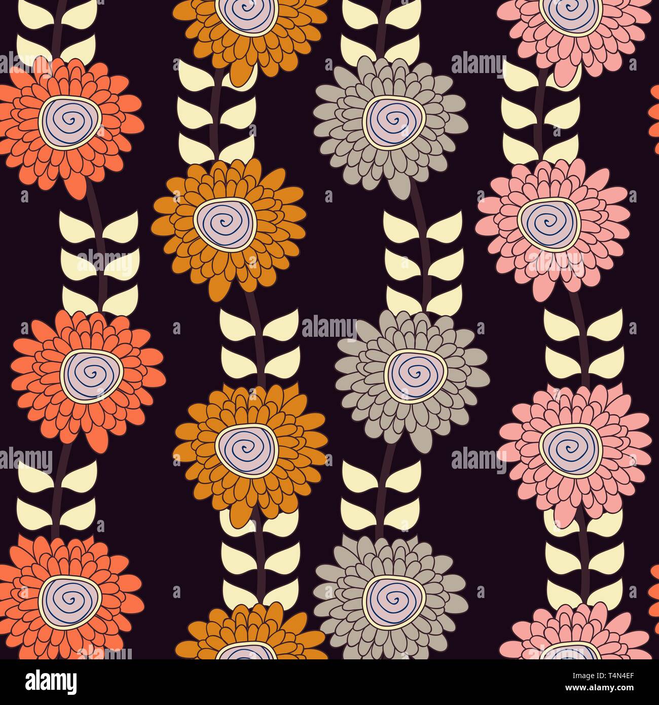 Seamless vector texture with drawing flowers Stock Vector Image & Art ...