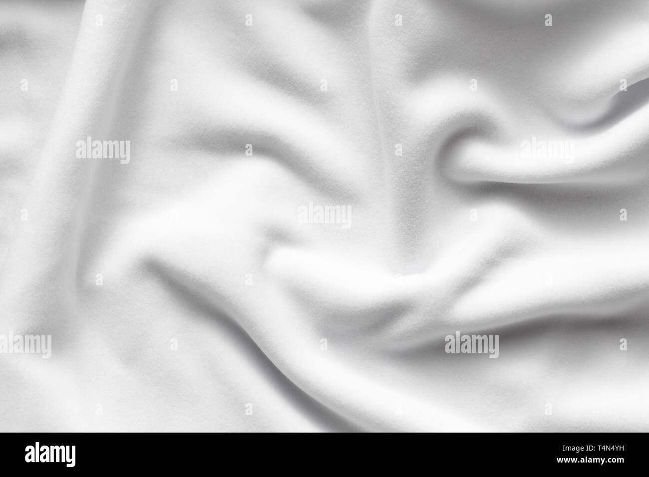 Texture of white fleece, soft napped insulating fabric made of ...