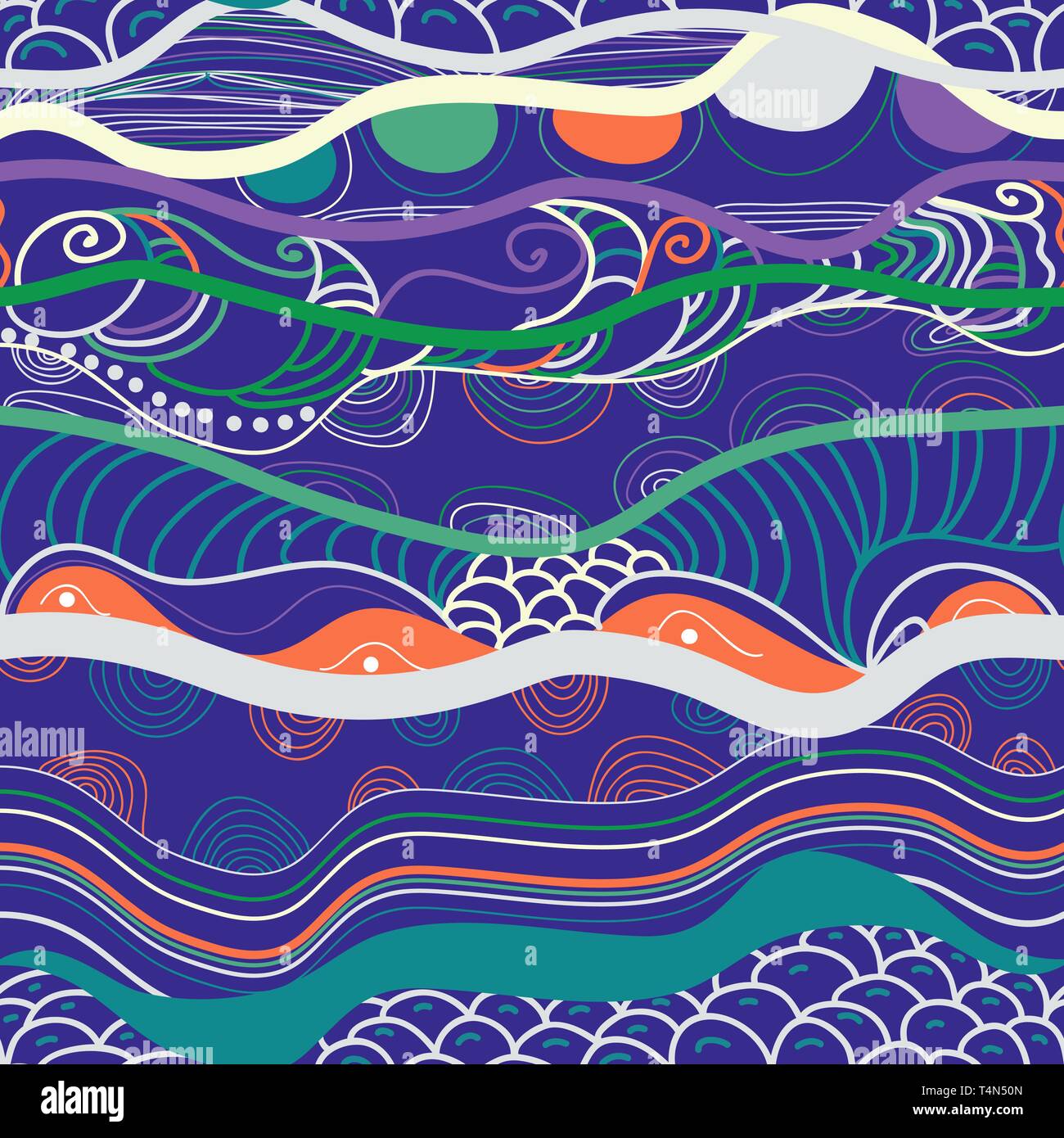 Seamless vector texture with drawing original waves Stock Vector Image ...