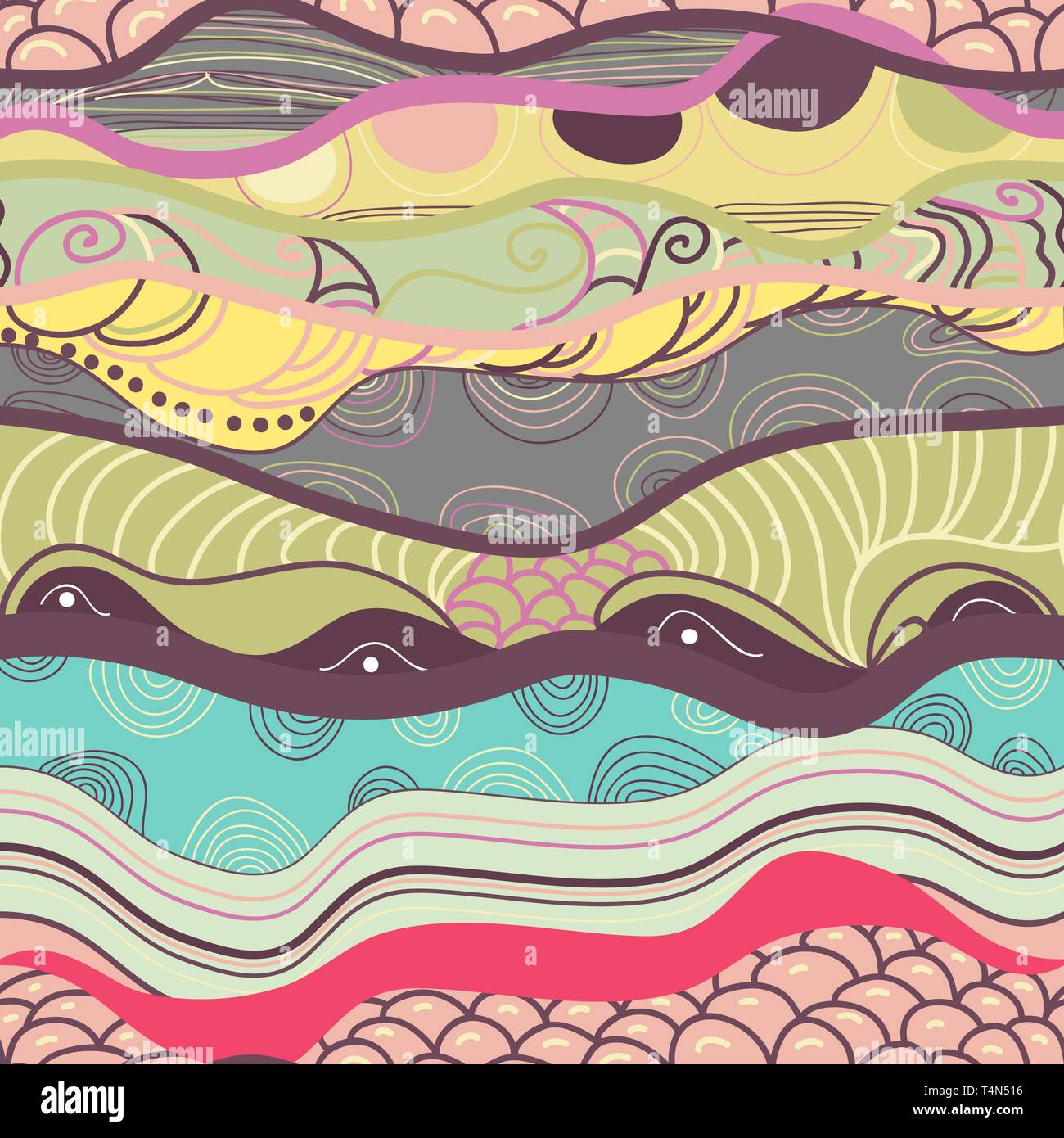 Seamless vector texture with drawing original waves Stock Vector Image ...