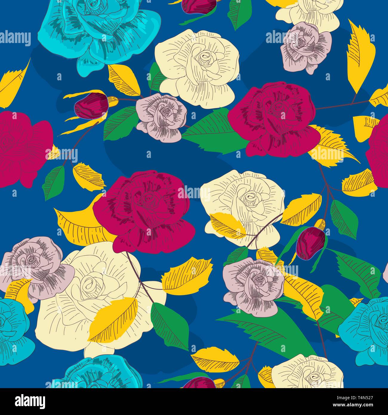 Seamless vector background with drawing roses Stock Vector Image & Art ...