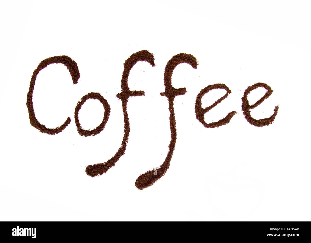 Coffee text made by coffee powder isolated on white Stock Photo - Alamy