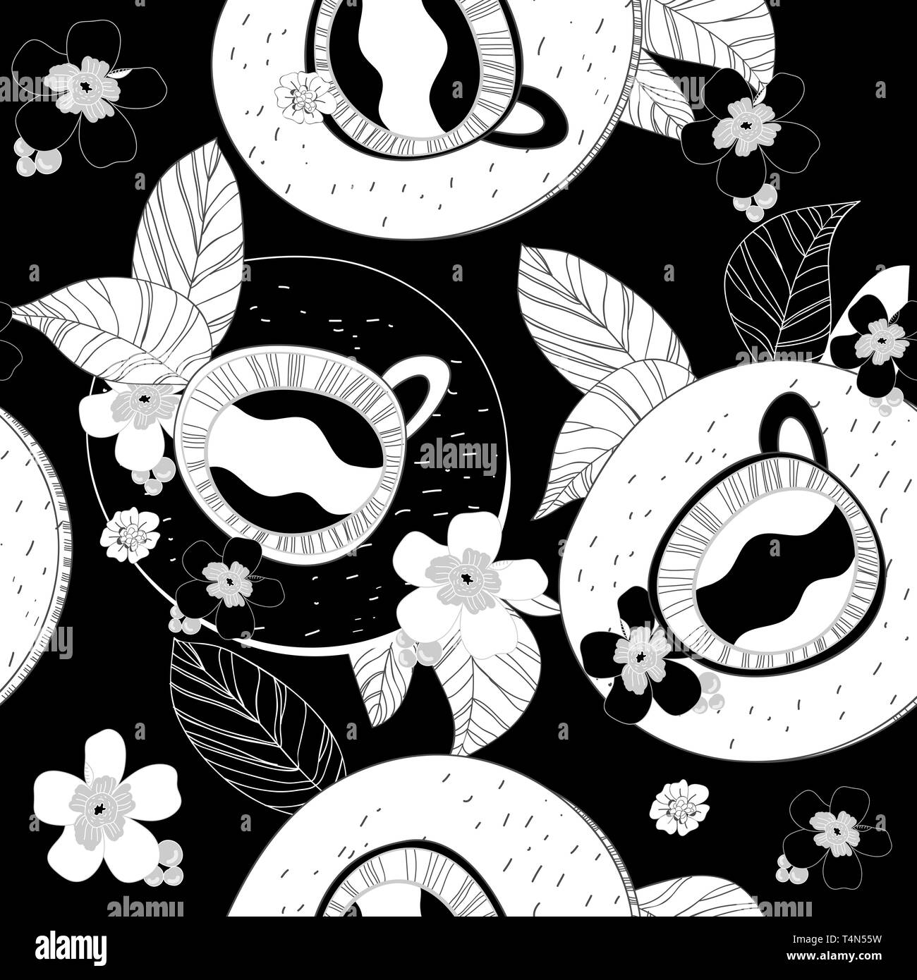 Vintage teacup drawing Black and White Stock Photos & Images - Alamy