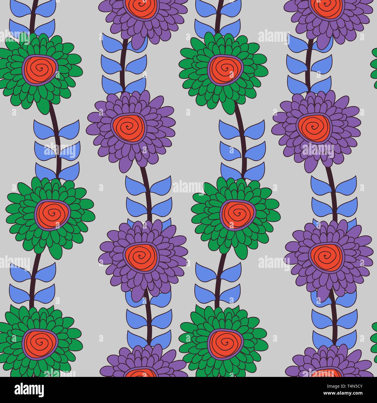 Seamless vector texture with drawing flowers Stock Vector Image & Art ...
