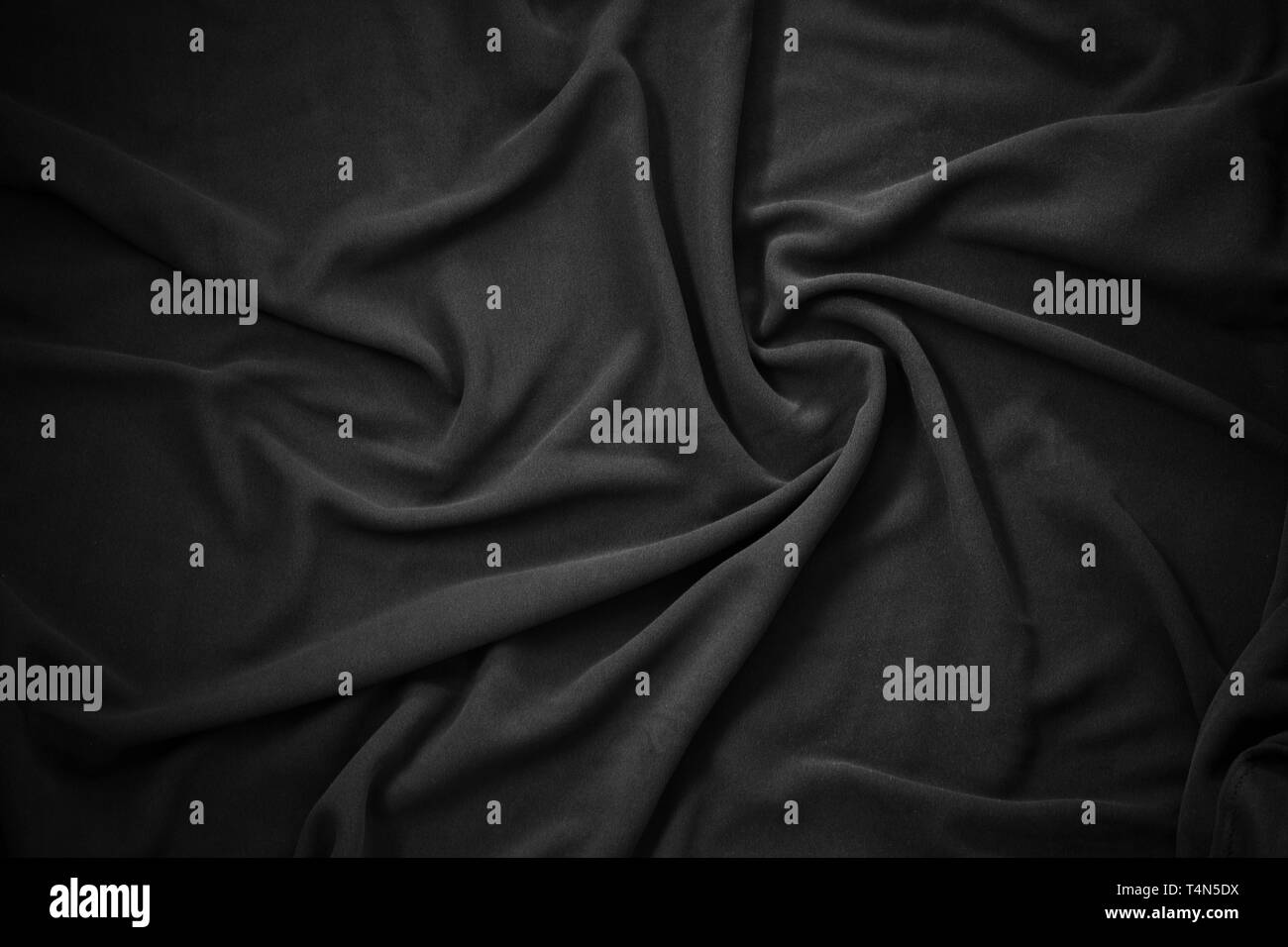Wavy texture of black fleece, soft napped insulating fabric made of ...