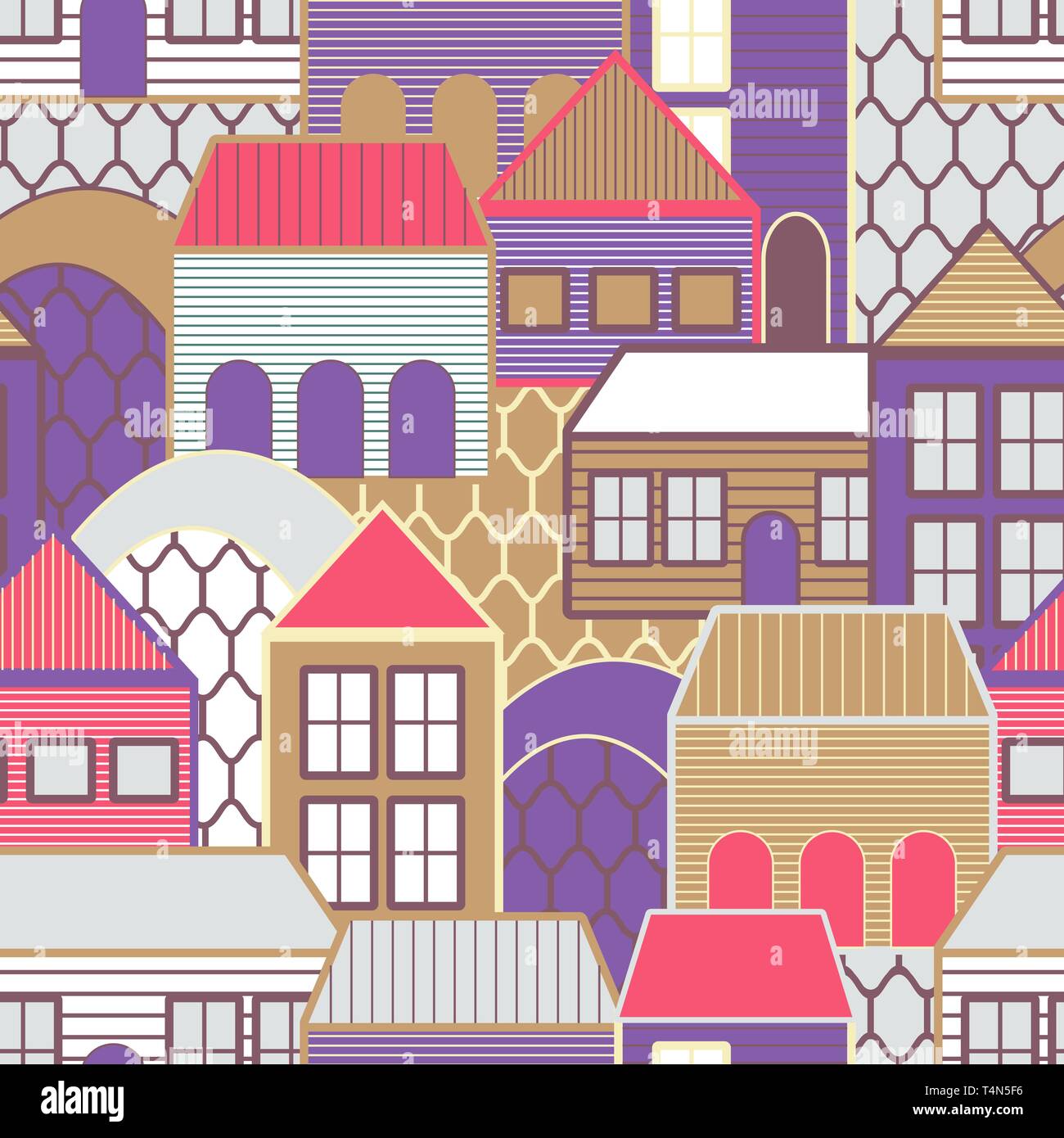 Seamless vector background with multicolored houses Stock Vector Image ...