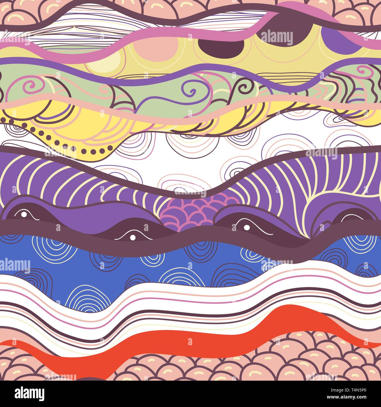 Seamless vector texture with drawing original waves Stock Vector Image ...