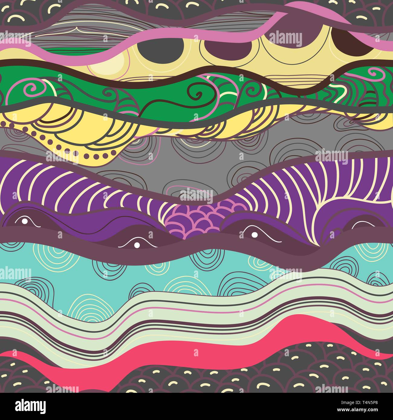 Seamless vector texture with drawing original waves Stock Vector Image ...