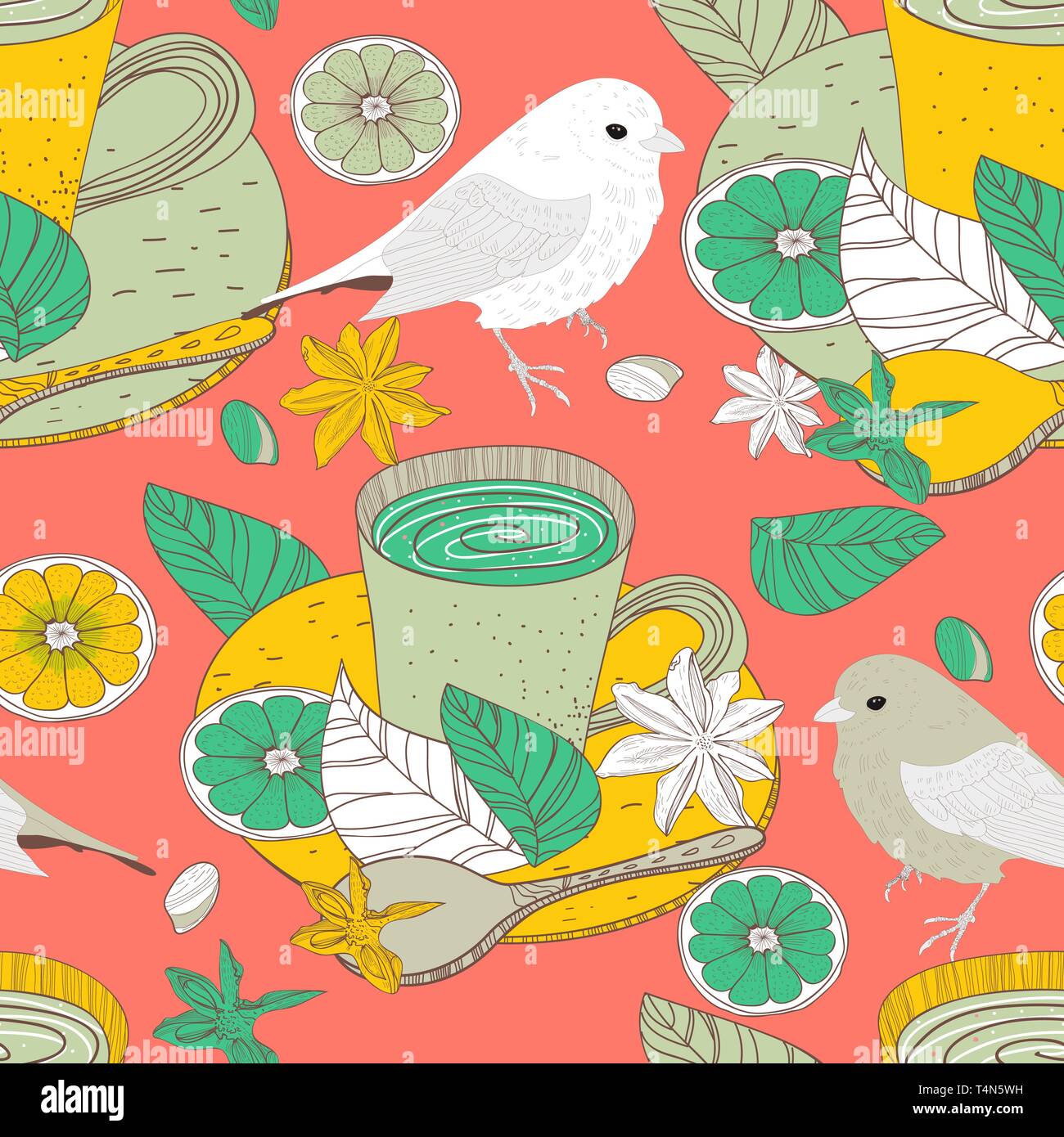 Vintage teacup drawing Stock Vector Images - Alamy