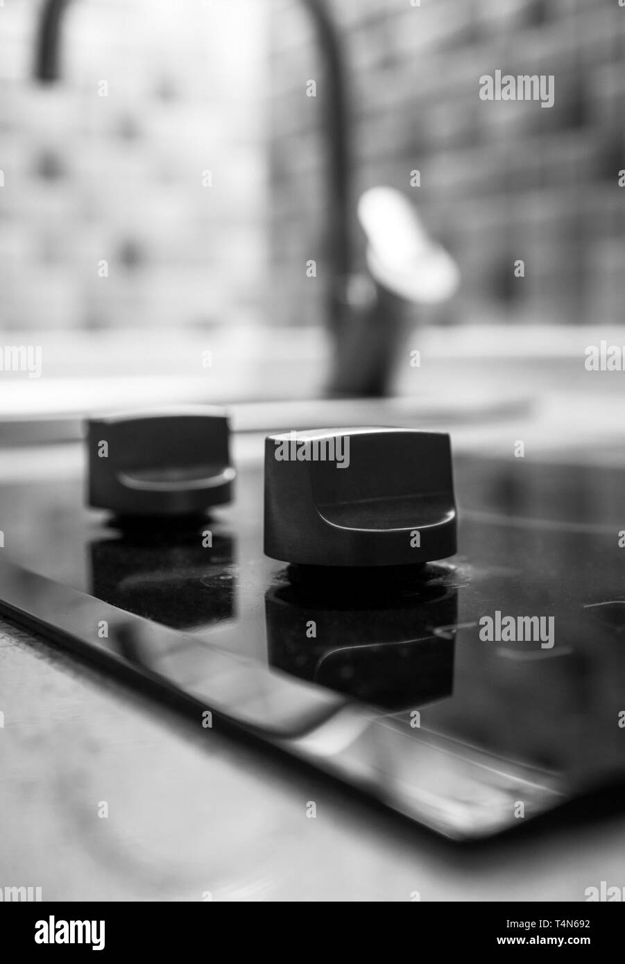 Gas stove cooking in Black and White Stock Photos & Images - Alamy