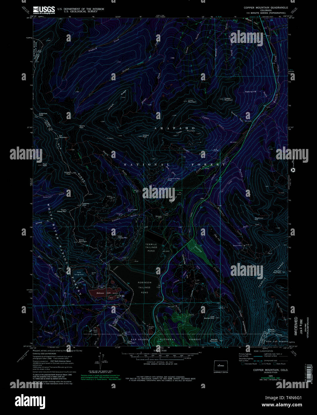 USGS TOPO Map Colorado CO Copper Mountain 232631 1970 24000 Inverted ...