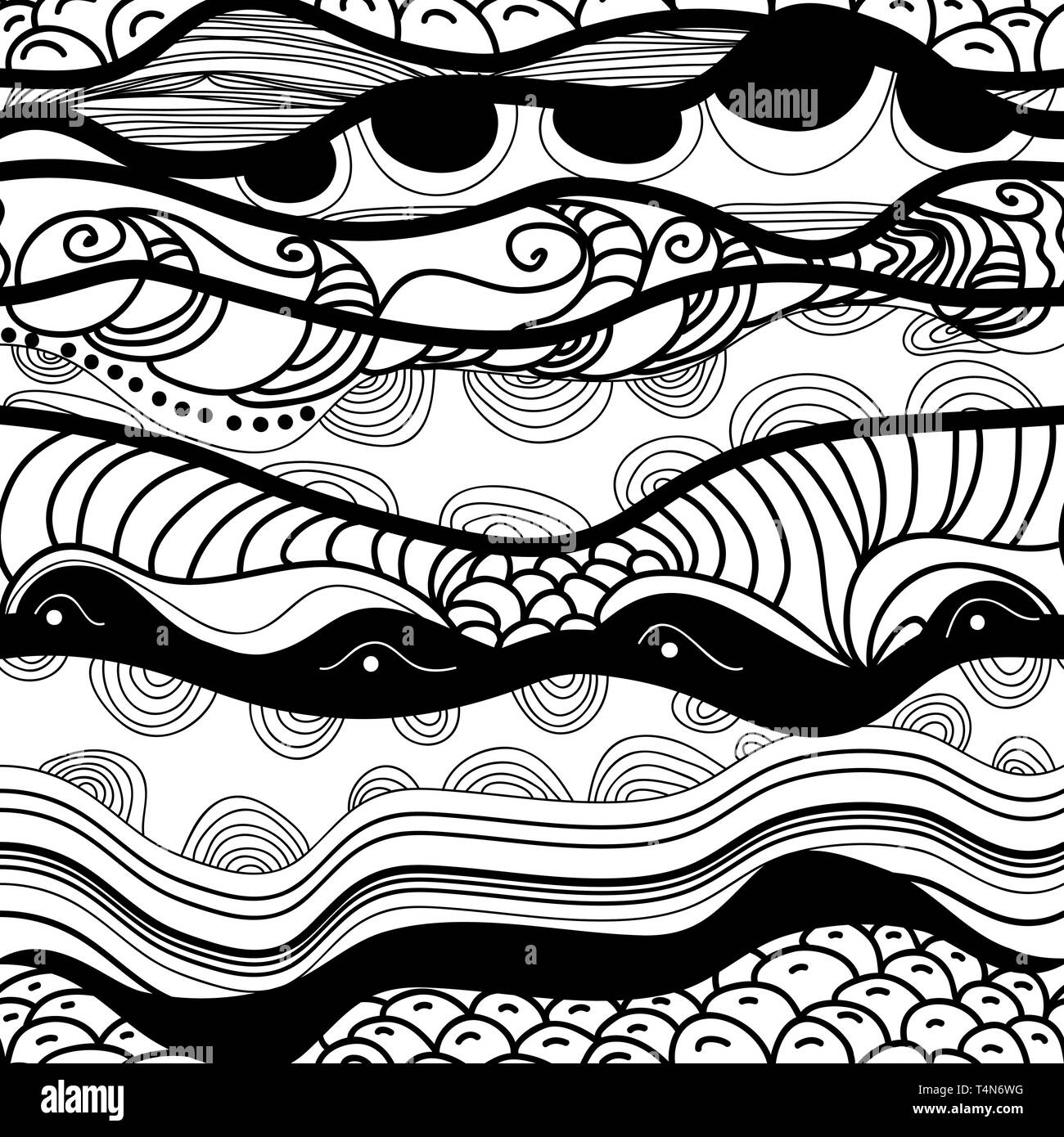Seamless Vector Texture With Drawing Original Waves Stock Vector Image