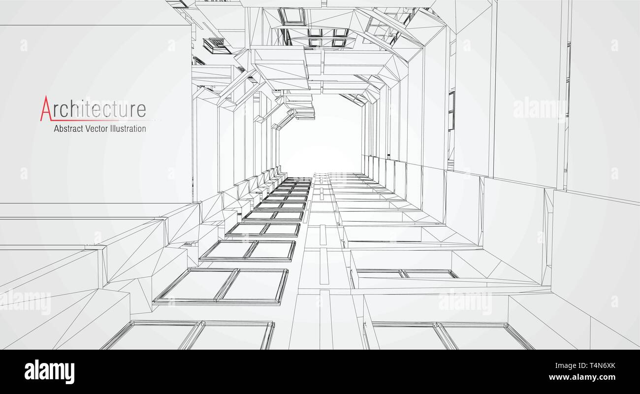 Modern architecture wireframe. Concept of urban wireframe. Wireframe ...