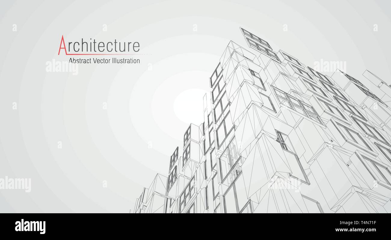 Modern architecture wireframe. Concept of urban wireframe. Wireframe ...
