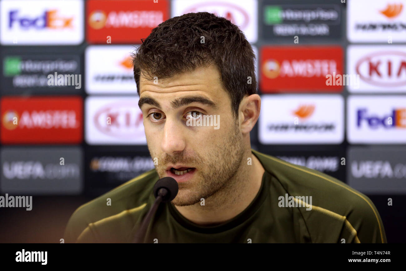 Arsenal's Sokratis Papastathopoulos during the press conference at the ...