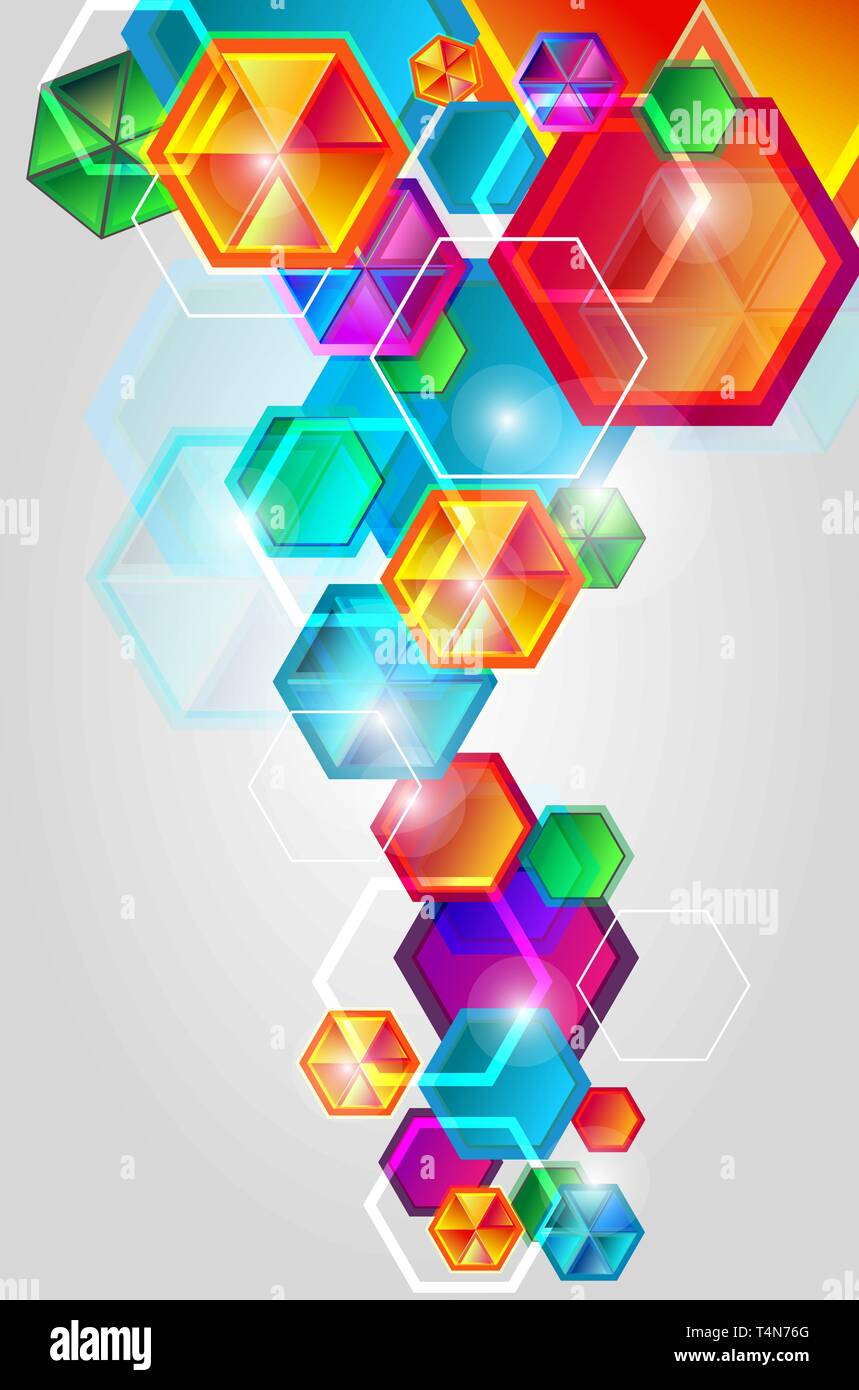 Bright red vector background with lighting hexagons Stock Vector Image ...