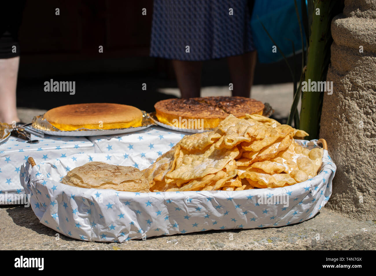 Filloas and orejas, traditional dessert in carnival in Galicia (Spain ...