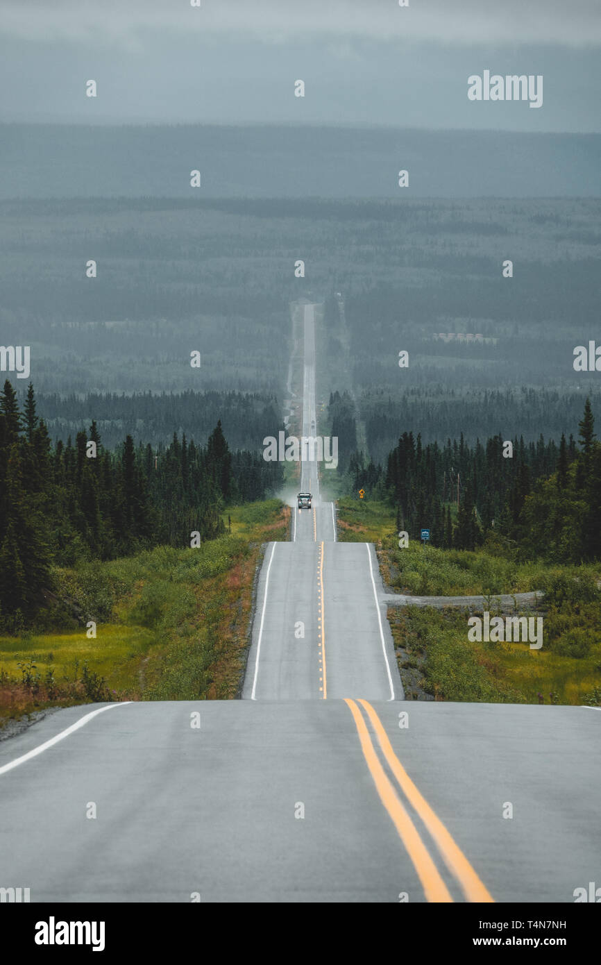 Long road through forest in hi-res stock photography and images - Alamy