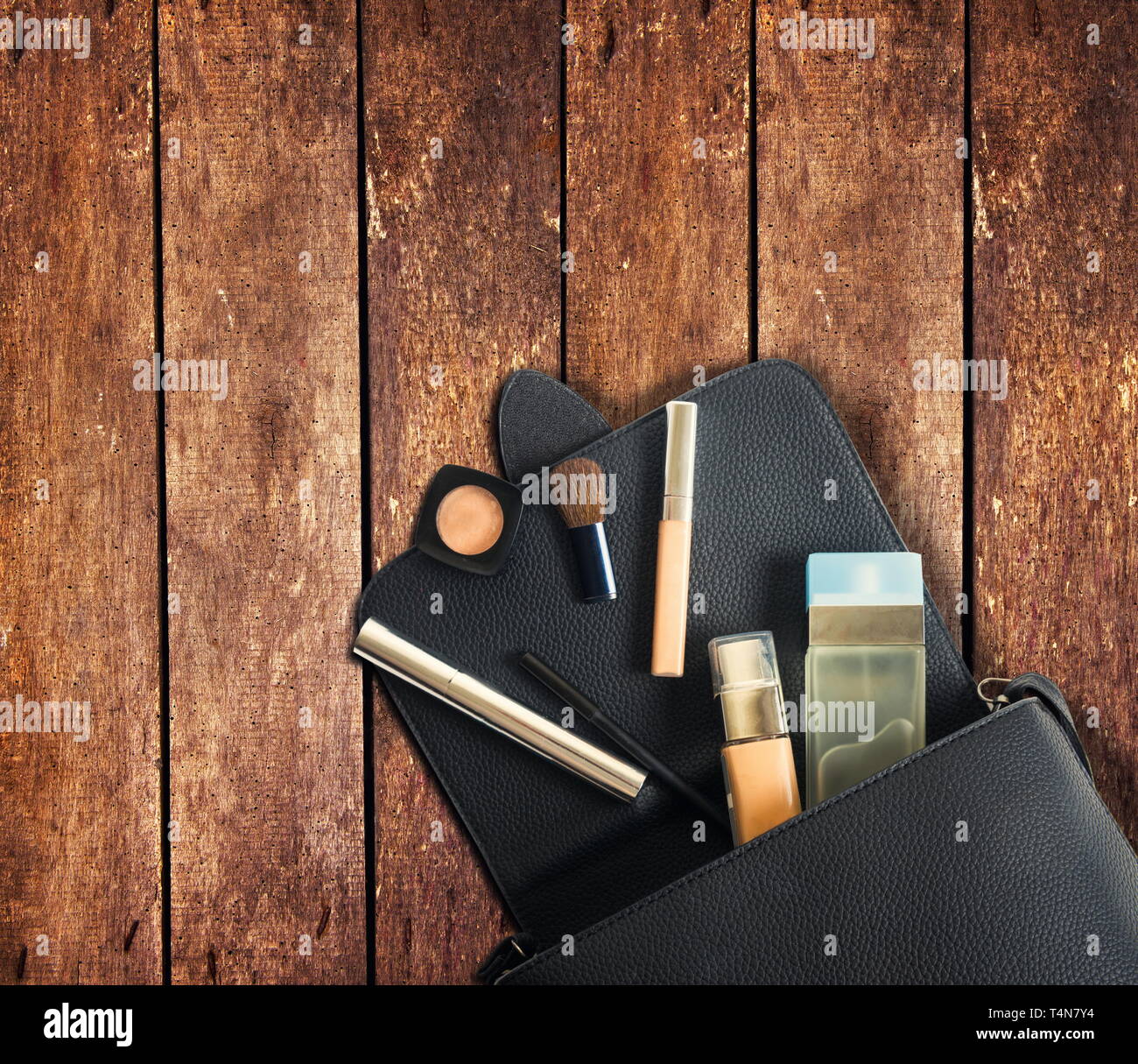 Cosmetics objects in the bag Stock Photo - Alamy
