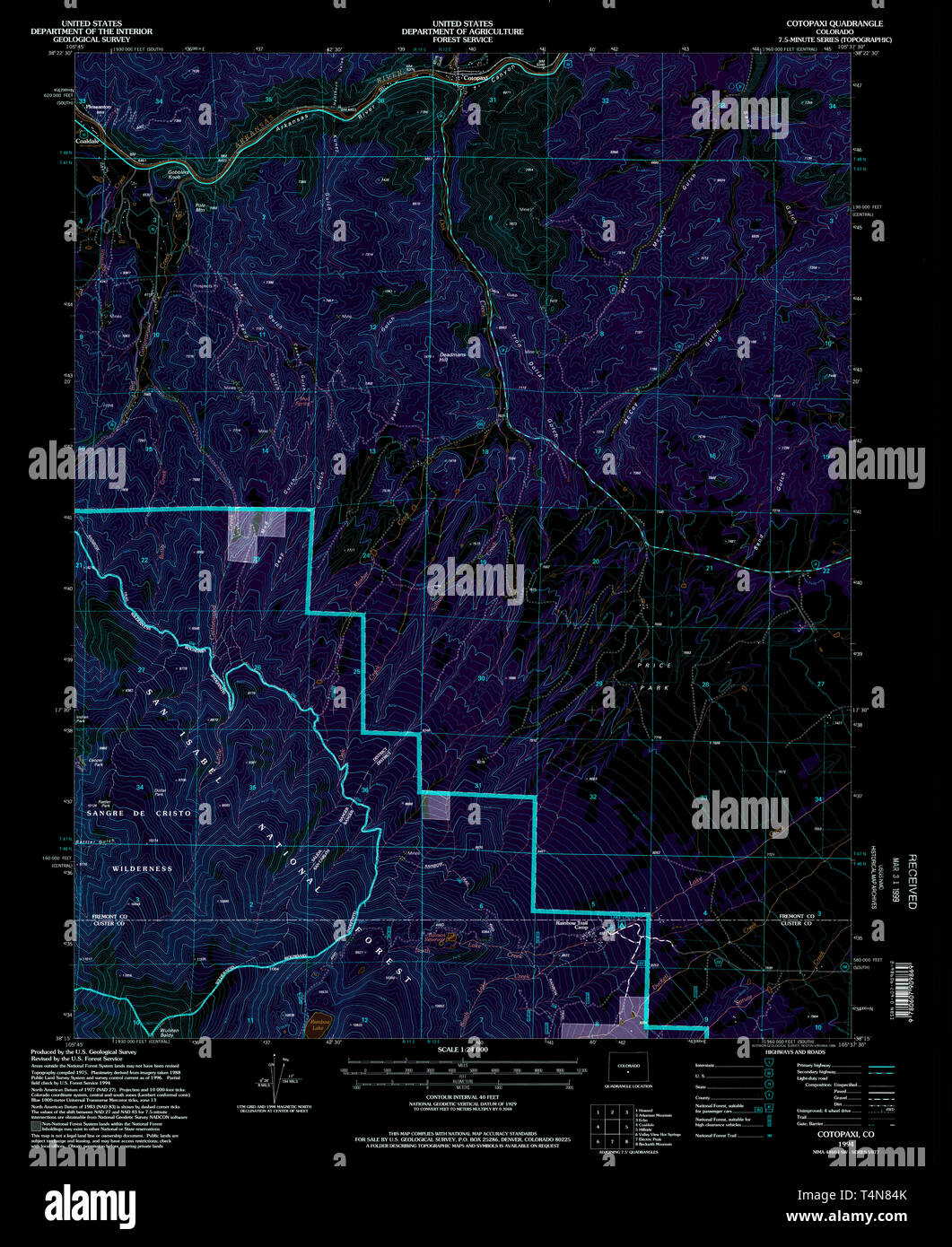 USGS TOPO Map Colorado CO Cotopaxi 232649 1994 24000 Inverted ...