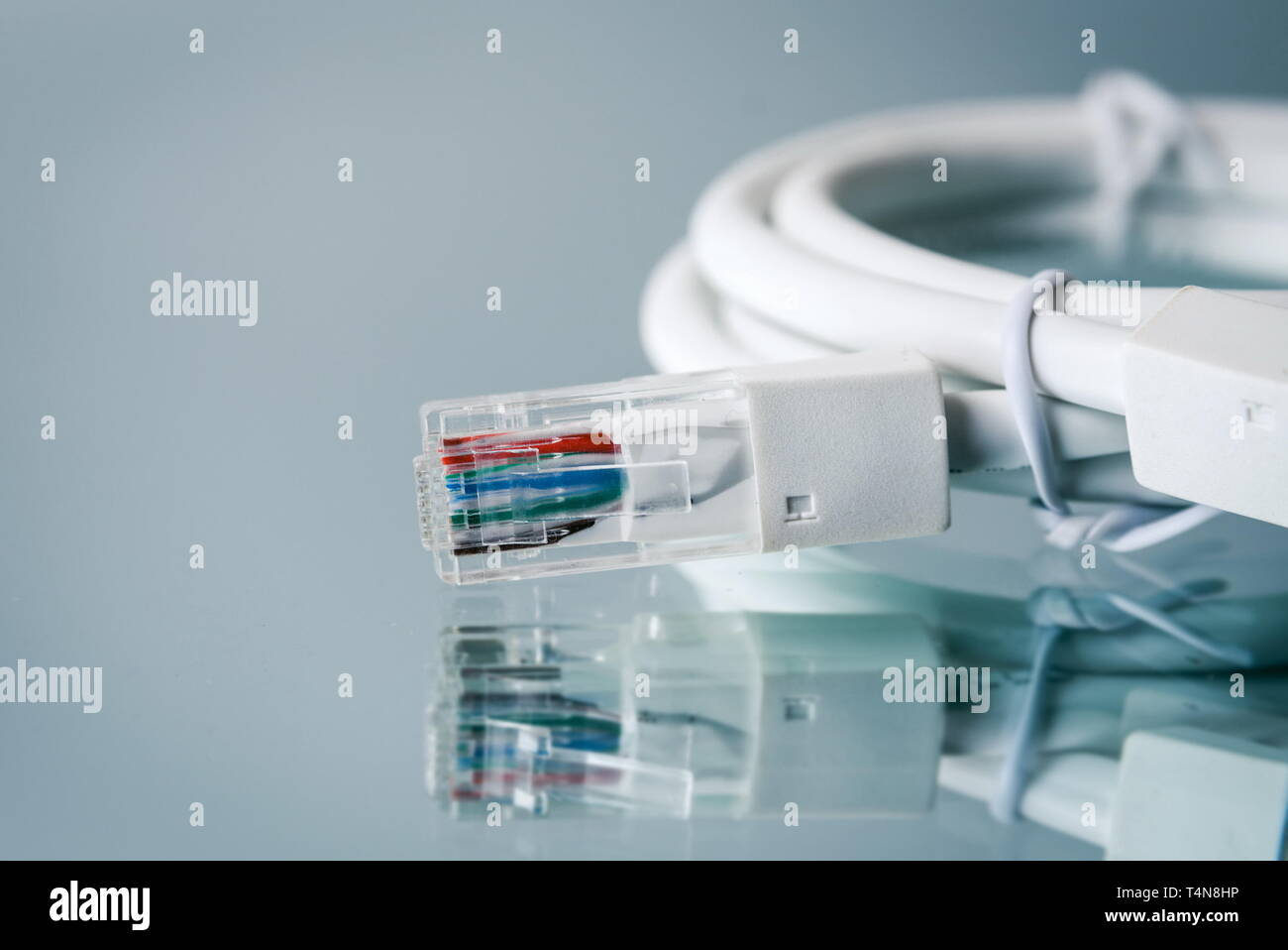 Internet cables closeup Stock Photo - Alamy