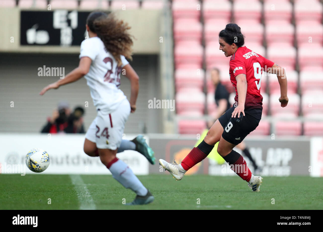 Manchester United's Jess Sigsworth scores to make it 3-0 during the FA ...