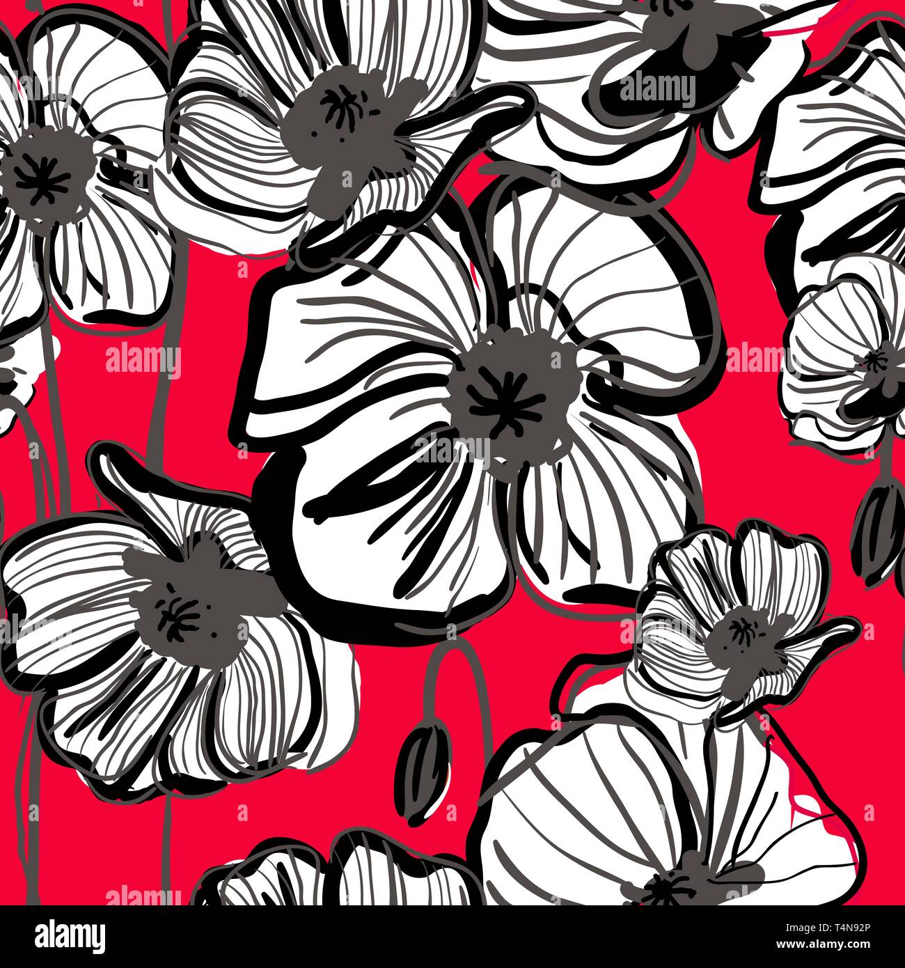 Vintage poppy wallpaper Stock Vector Images - Alamy
