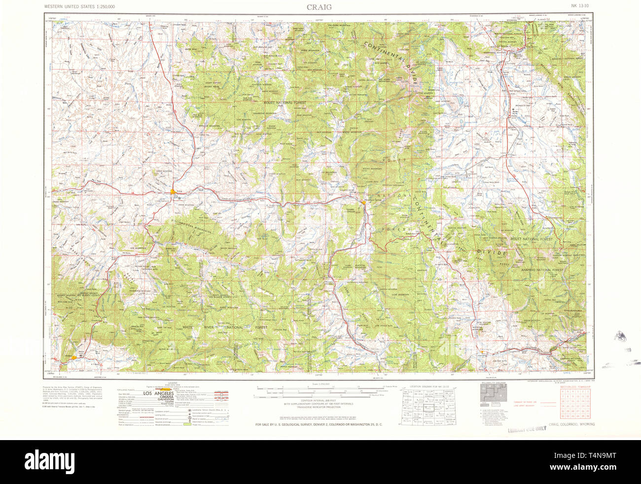 USGS TOPO Map Colorado CO Craig 403096 1958 250000 Restoration Stock ...