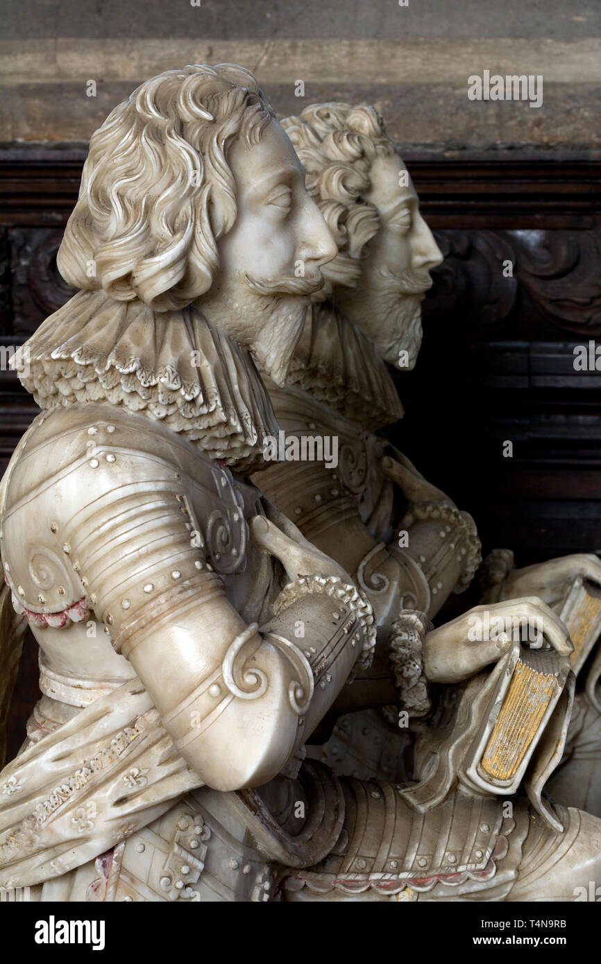 William Pope monument detail, All Saints Church, Wroxton, Oxfordshire ...