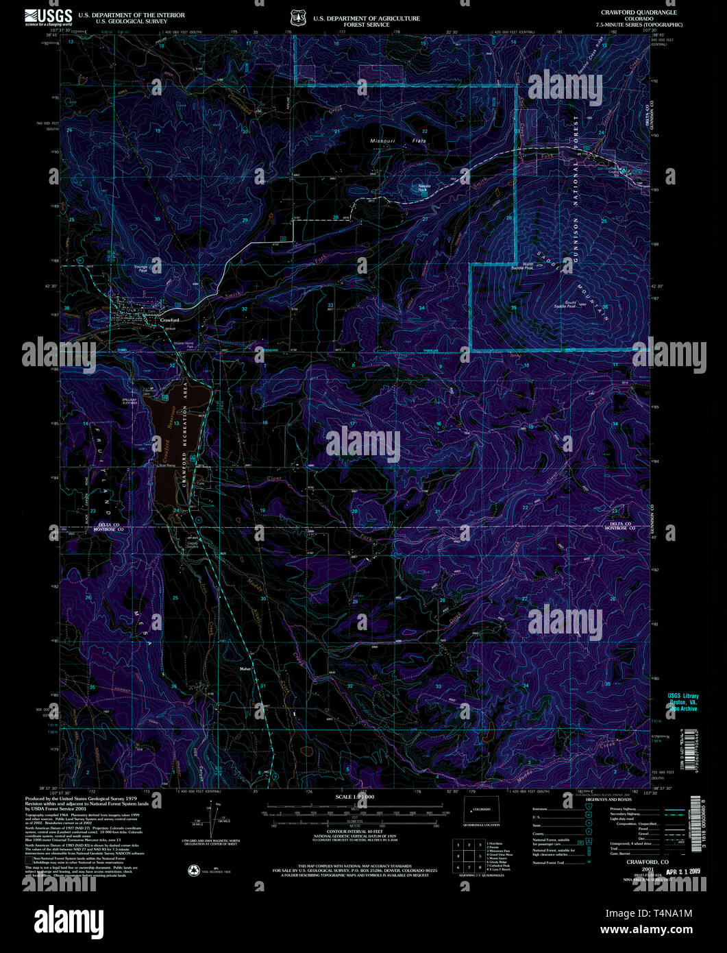USGS TOPO Map Colorado CO Crawford 232665 2001 24000 Inverted ...