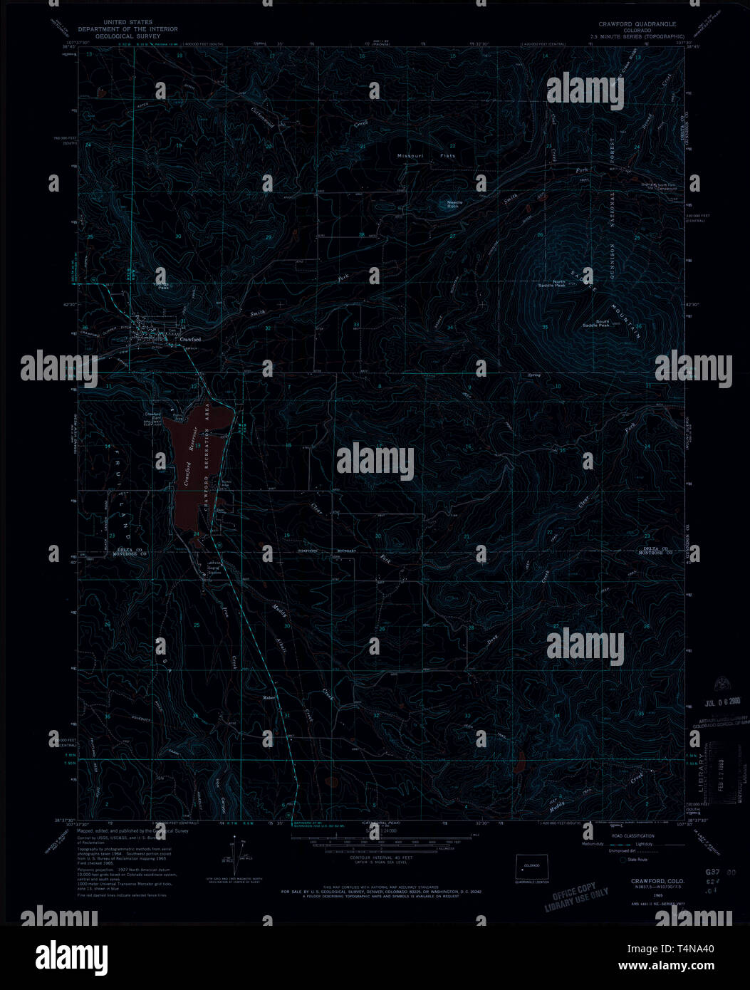 USGS TOPO Map Colorado CO Crawford 400711 1965 24000 Inverted ...