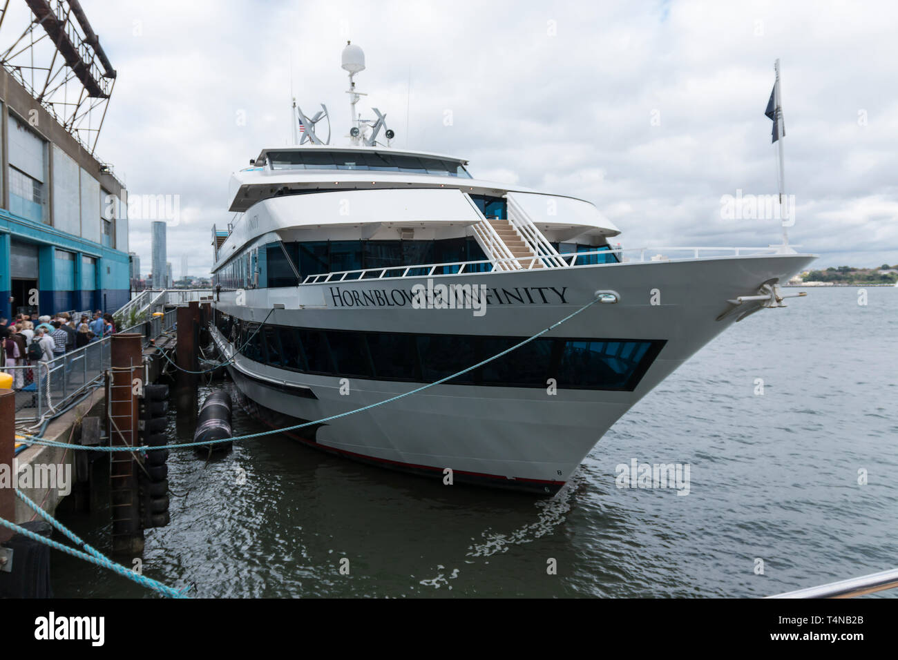 New York, USA - 15 October 2017: Passengers waiting on line to board ...