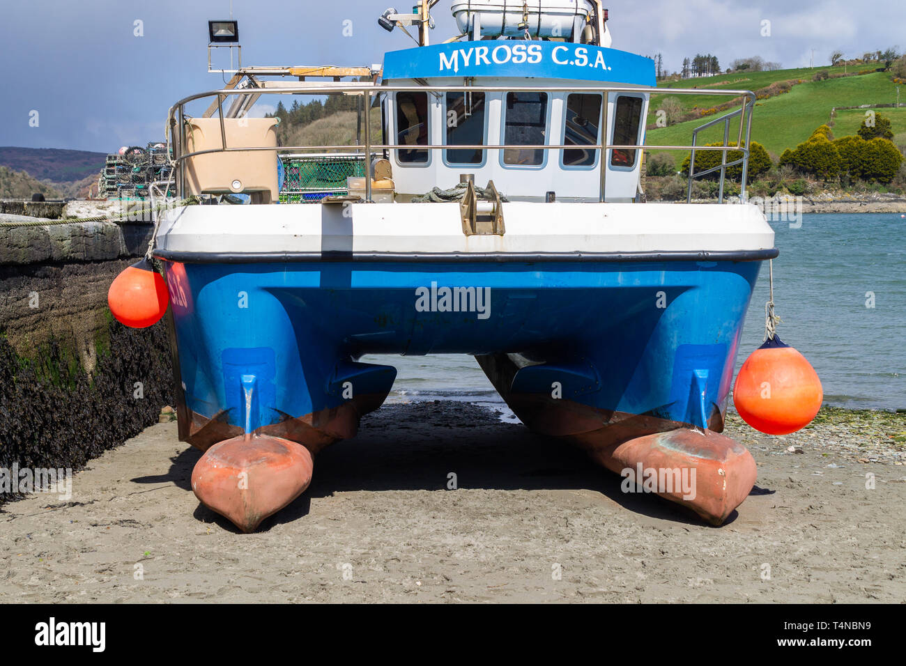 Fishing boat with a catamaran hull shape used for shrimping Stock Photo ...