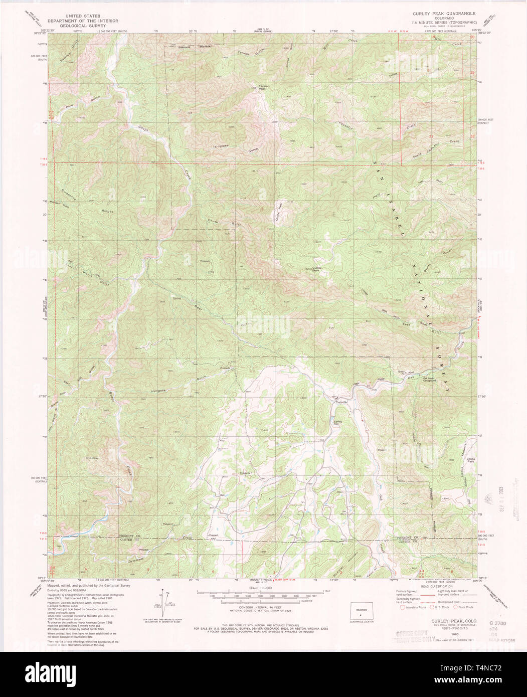 USGS TOPO Map Colorado CO Curley Peak 400652 1980 24000 Restoration ...