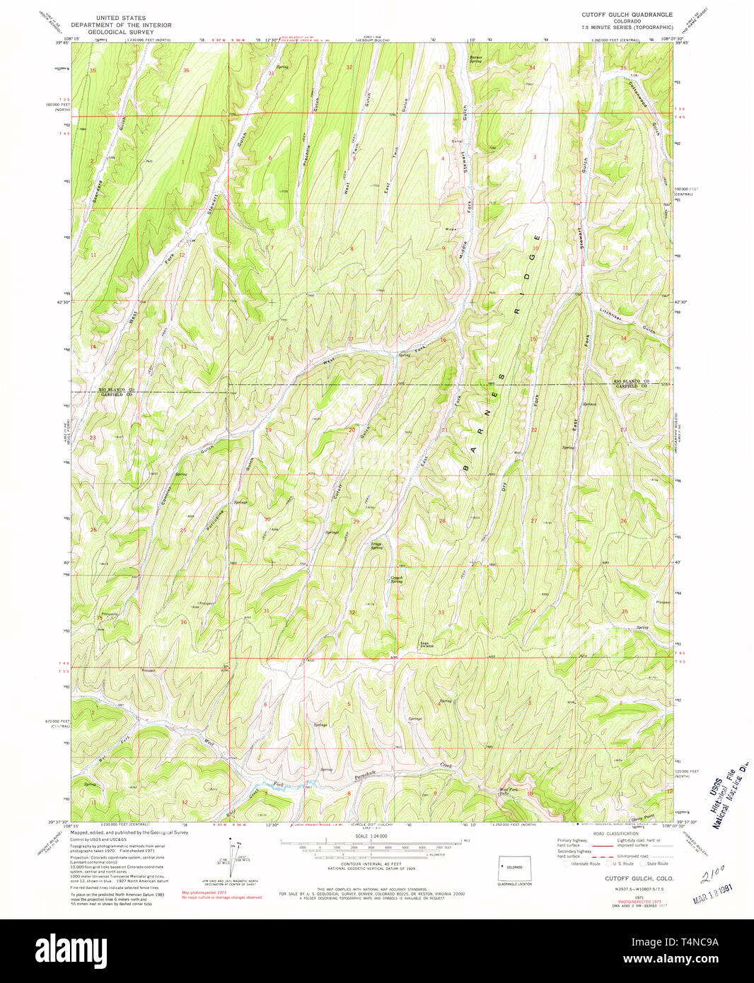 USGS TOPO Map Colorado CO Cutoff Gulch 232718 1971 24000 Restoration ...