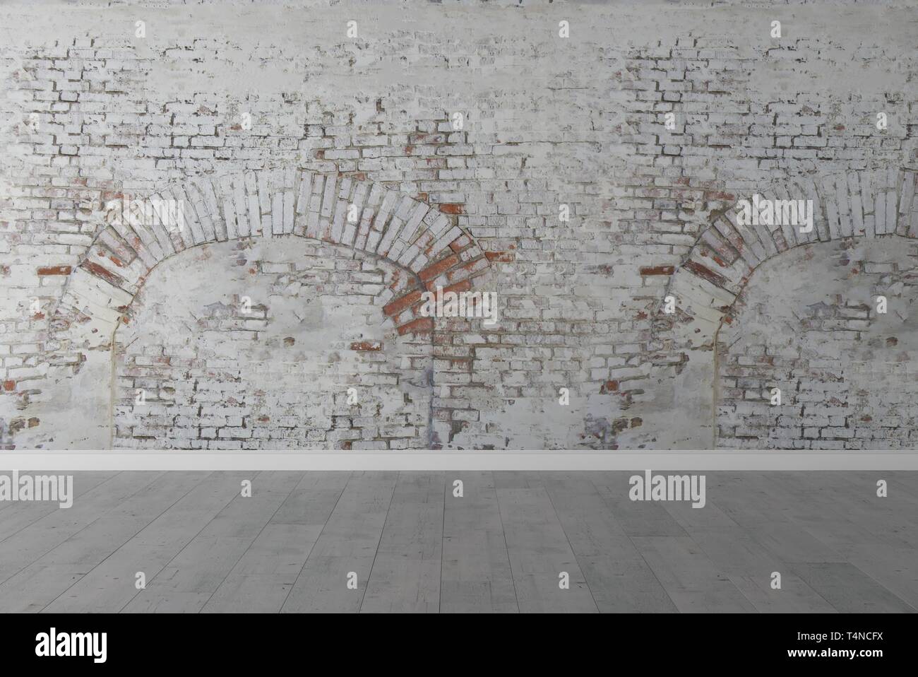 Rough aged wall in the interior. 3d rendering Stock Photo - Alamy