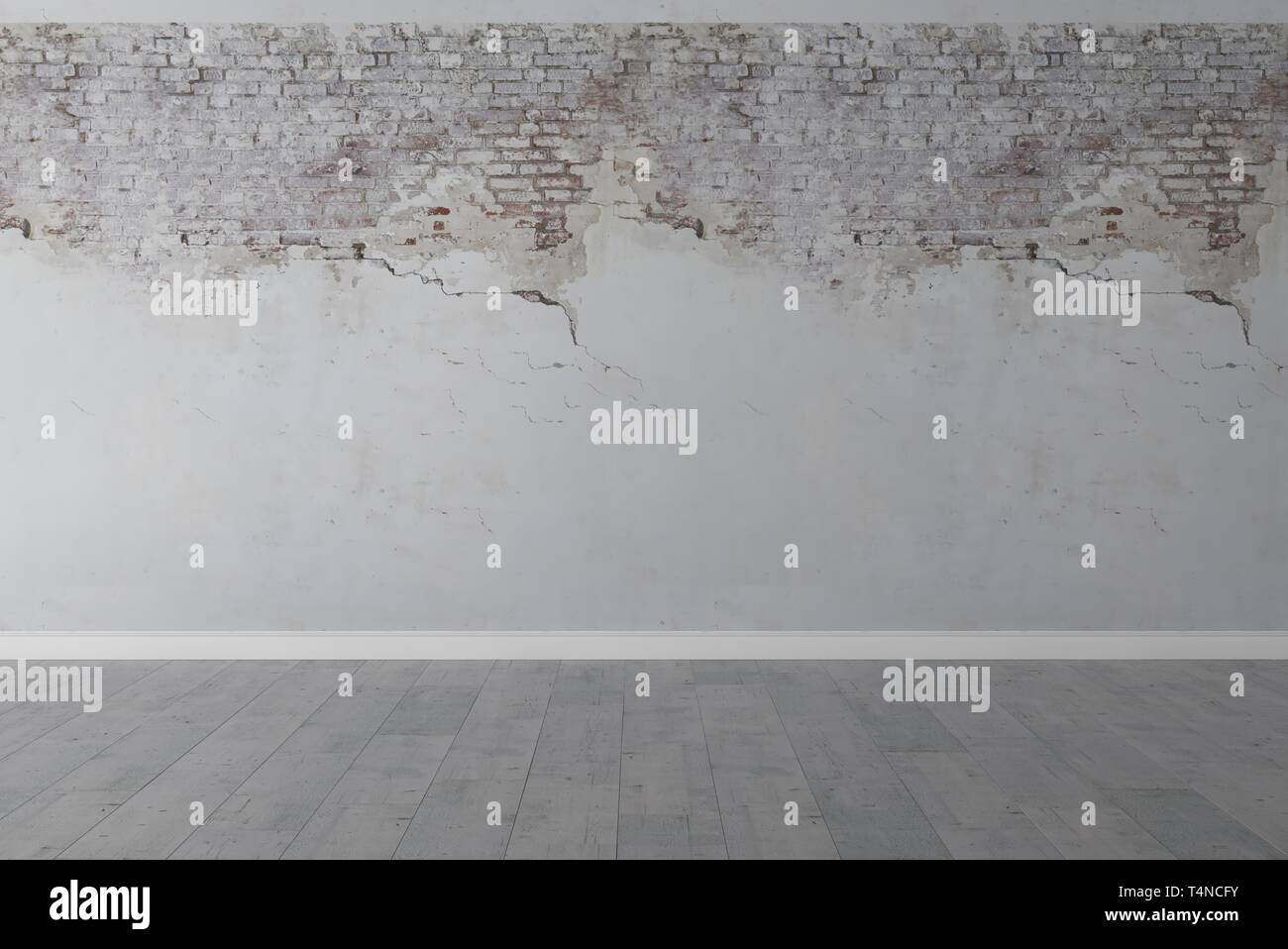 Rough aged wall in the interior. 3d rendering Stock Photo - Alamy