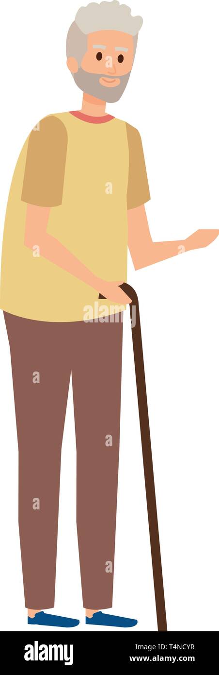 old man with cane character Stock Vector Image & Art - Alamy
