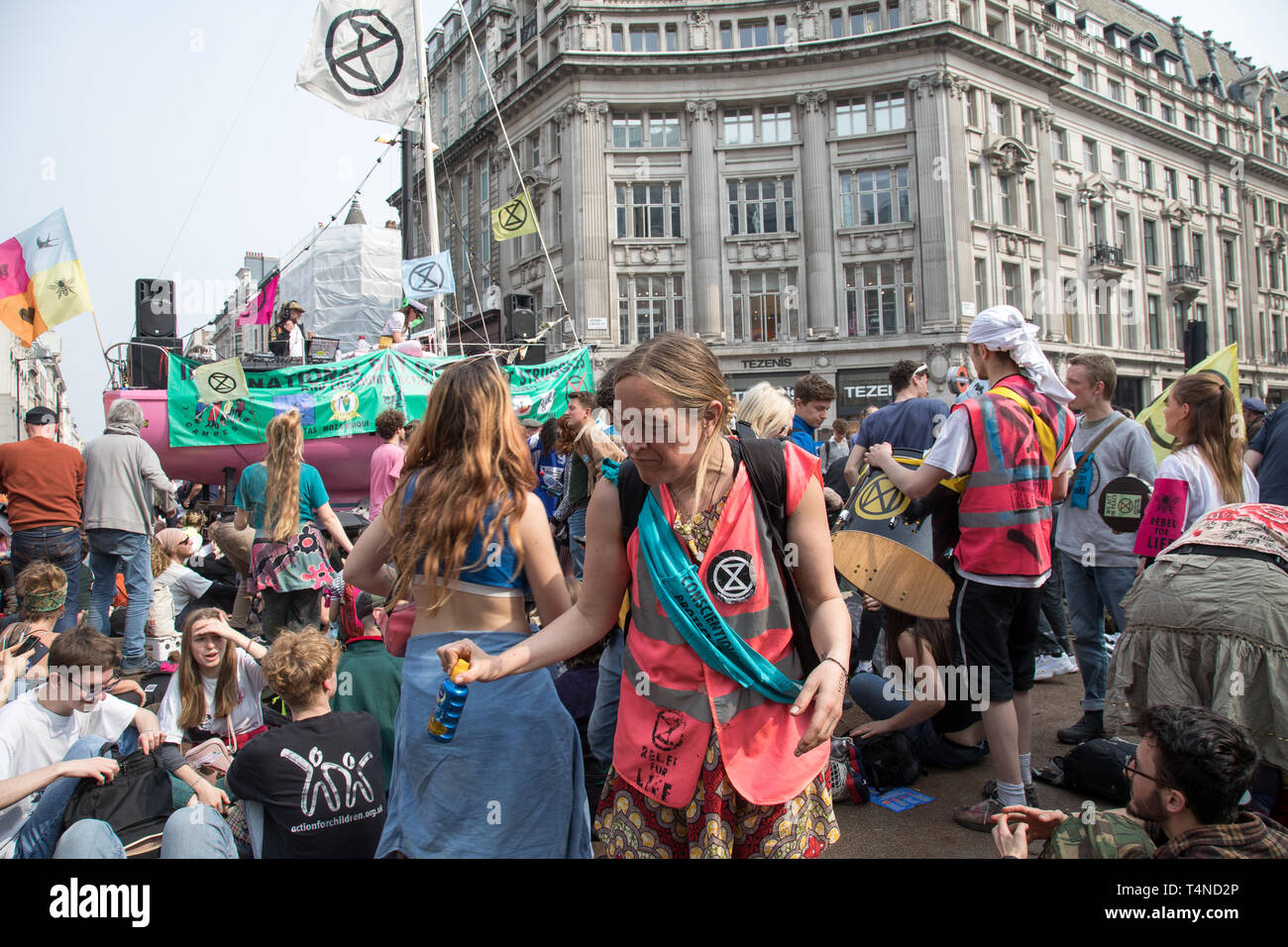 Oxford Circus, London, UK. 17 April 2019. Activists from Extinction ...