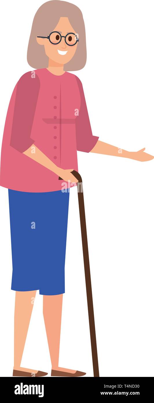 old woman with cane character Stock Vector Image & Art - Alamy