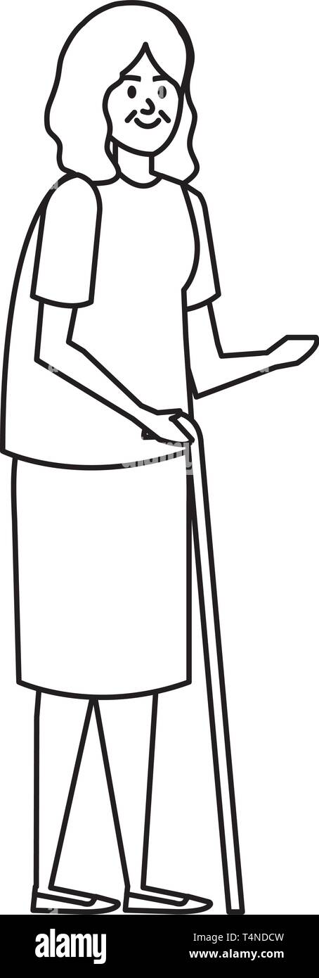 old woman with cane character Stock Vector Image & Art - Alamy