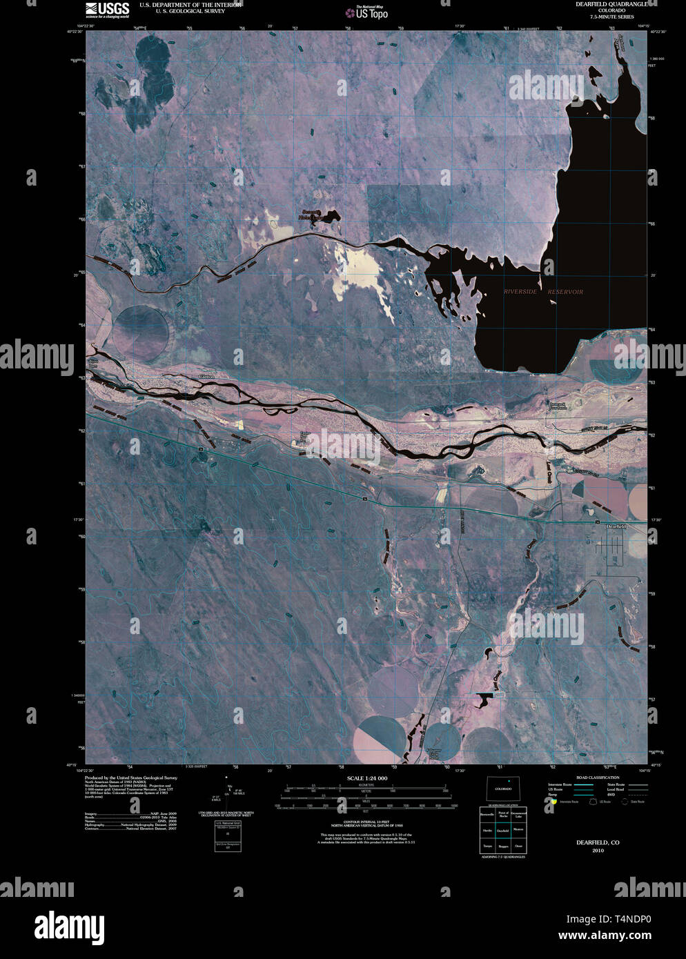 USGS TOPO Map Colorado CO Dearfield 20100831 TM Inverted Restoration ...