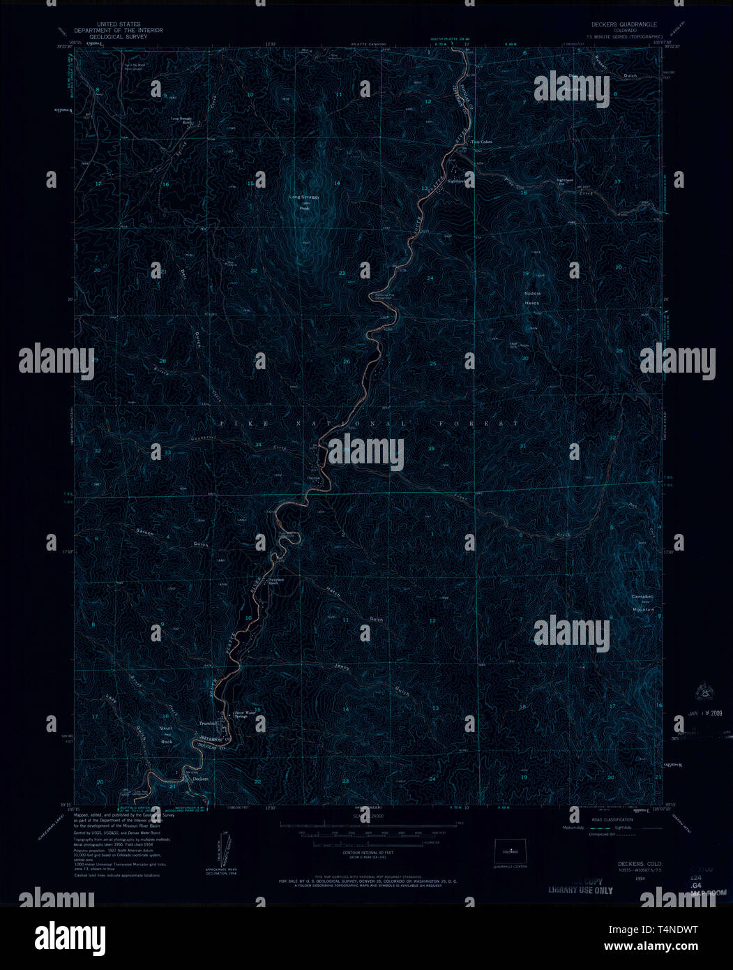 USGS TOPO Map Colorado CO Deckers 400599 1954 24000 Inverted ...