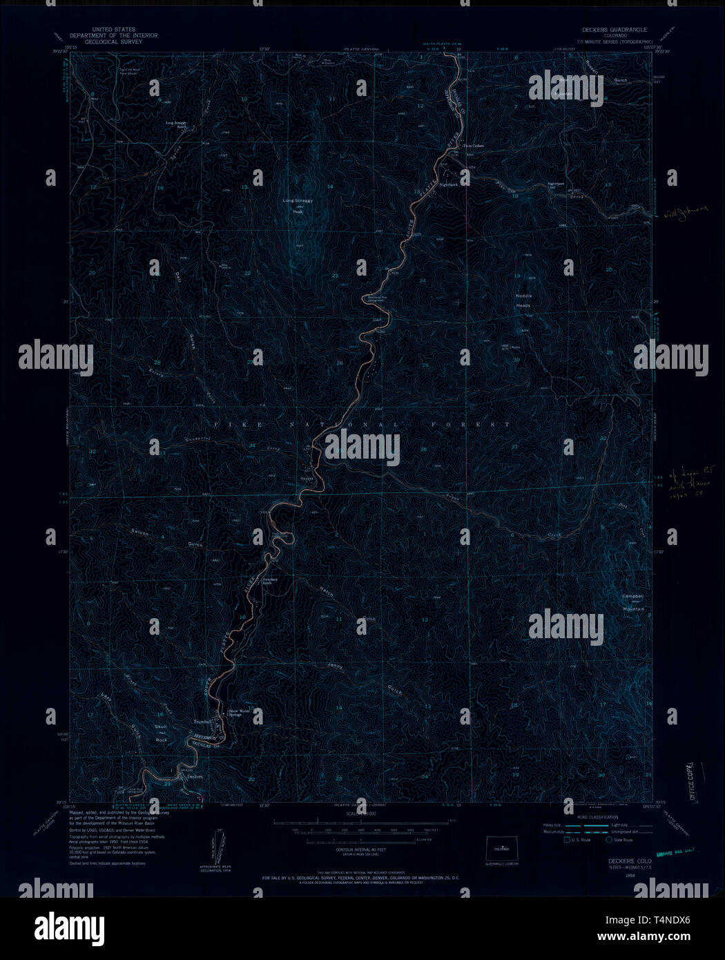 USGS TOPO Map Colorado CO Deckers 400601 1954 24000 Inverted ...