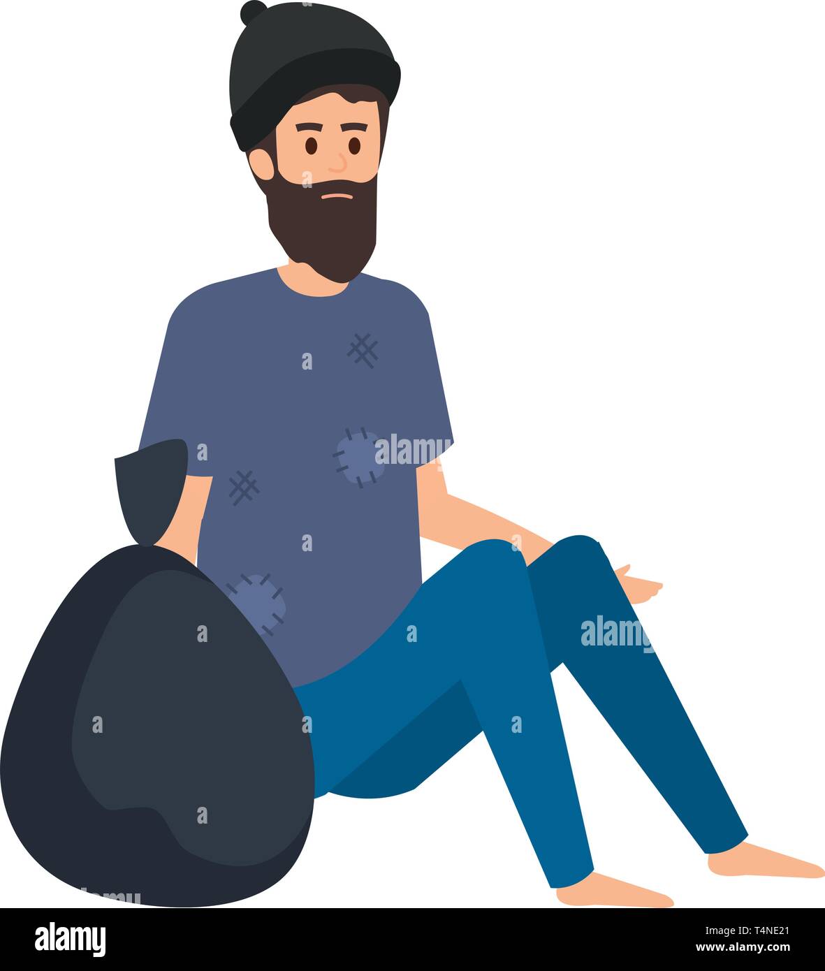 homeless man with bag character Stock Vector Image & Art - Alamy